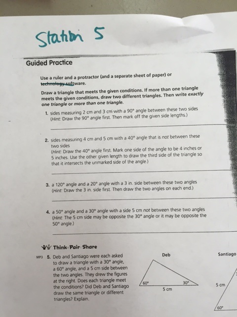 Mrs. Sessions - 7th Grade - Advanced Math: Angle Stations