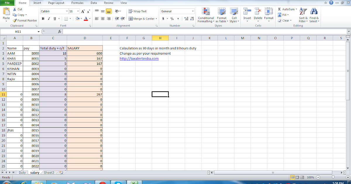 Manual Calculation Excel