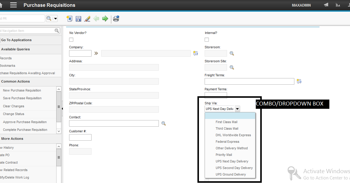 Add A Combo Box Control In Pr Using Aln Domain Or Object In Database Configuration Ibm Maximo