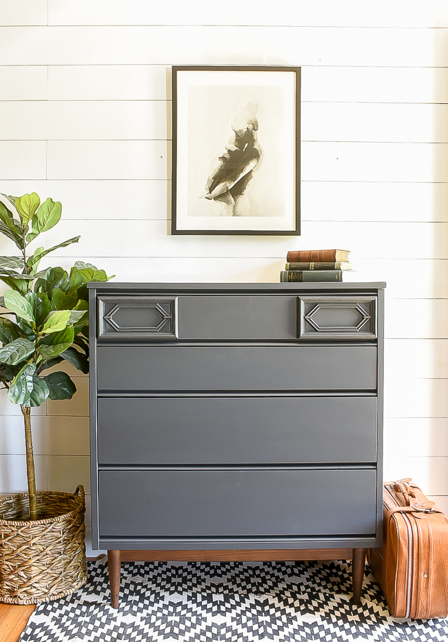 A Beautiful Distressed Pale Gray Vintage Dresser Makeover | Little ...