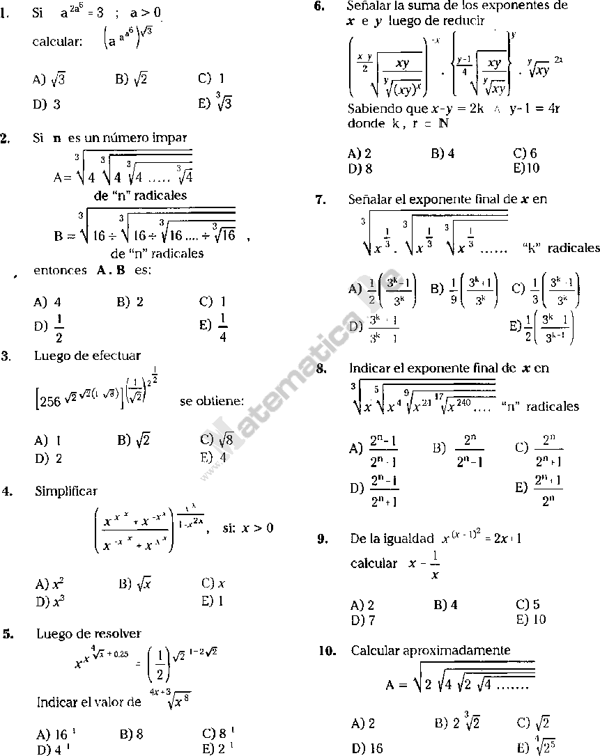 EXPONENTES DE SECUNDARIA EJERCICIOS DESARROLLADOS