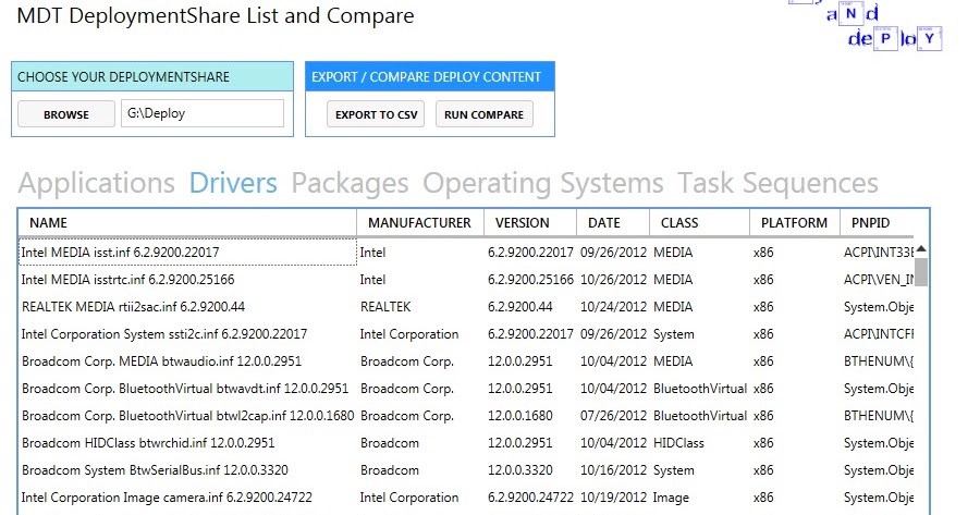 MDT DeploymentShare List and Compare | Syst & Deploy