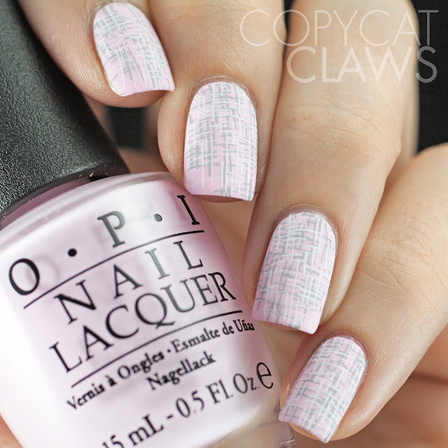 Copycat Claws: Pale Pink Tweed Nail Stamping