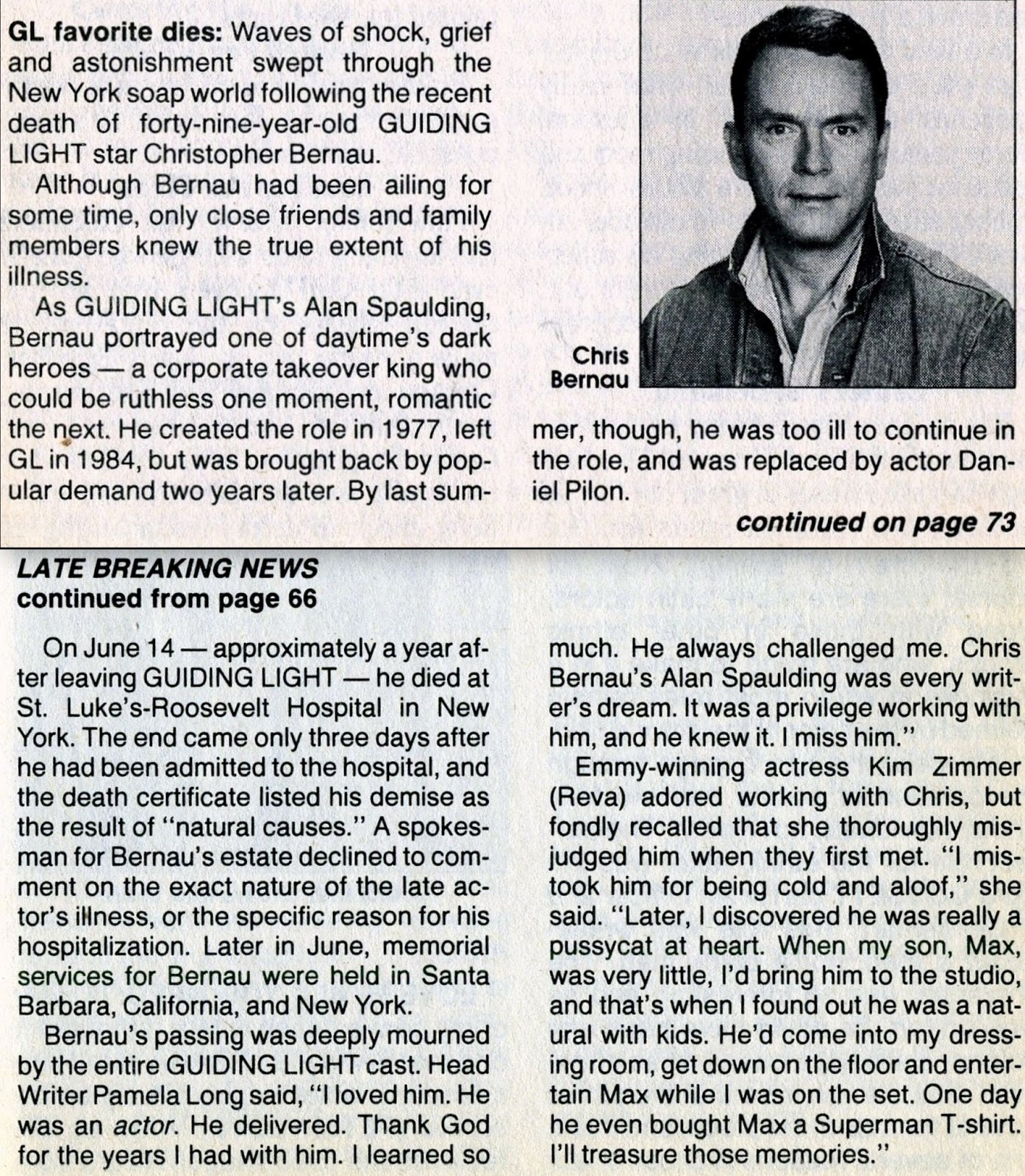 Guiding Light: Christopher Bernau Dies