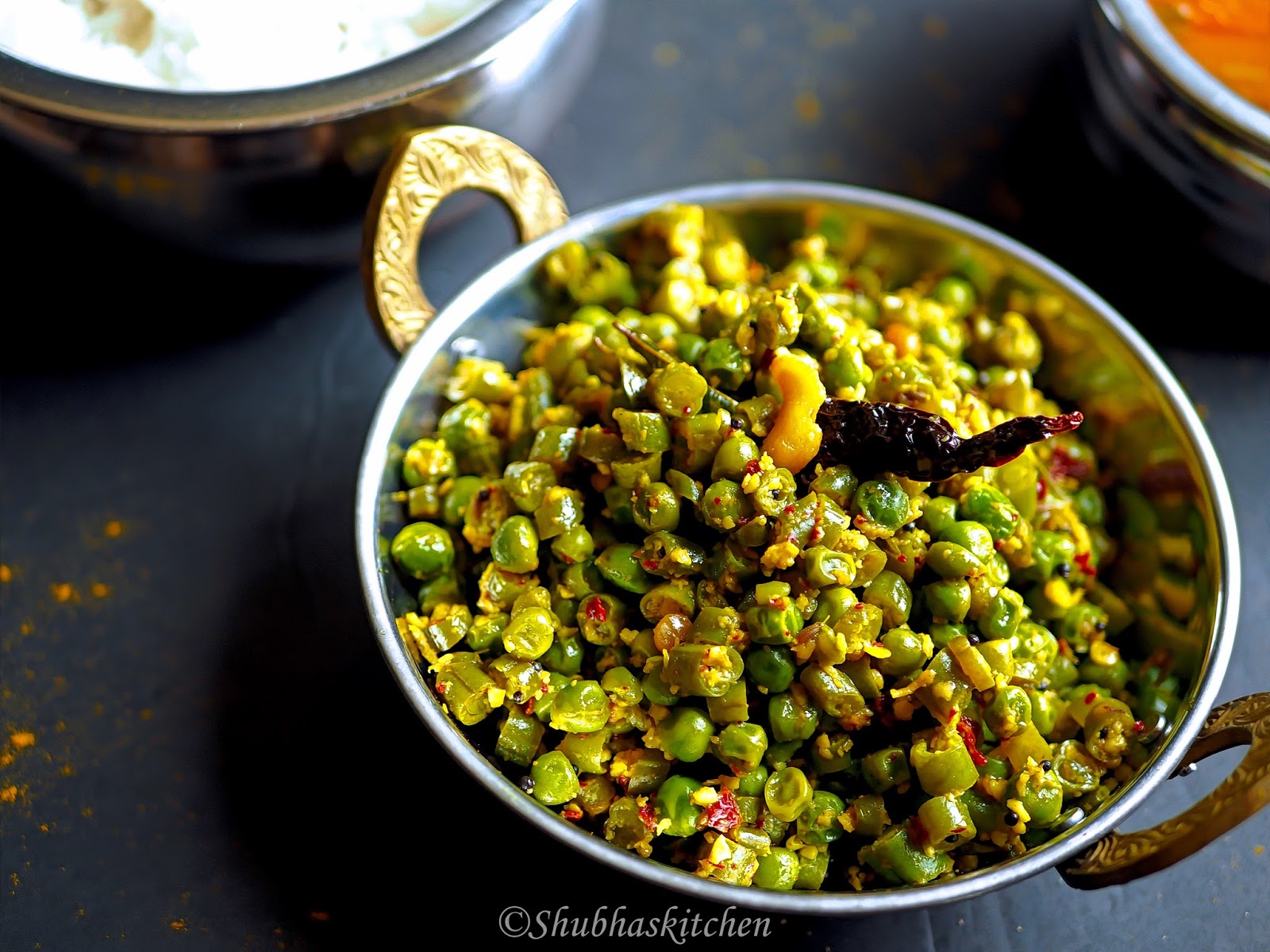 Meri Rasoi: Grean beans and Peas Palya / Sabzi / Stir-fry