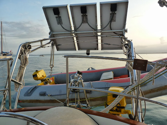 MEMORY ROSE: Davits, Solar Panels, Monitor Windvane, Swim/Dive platform ...