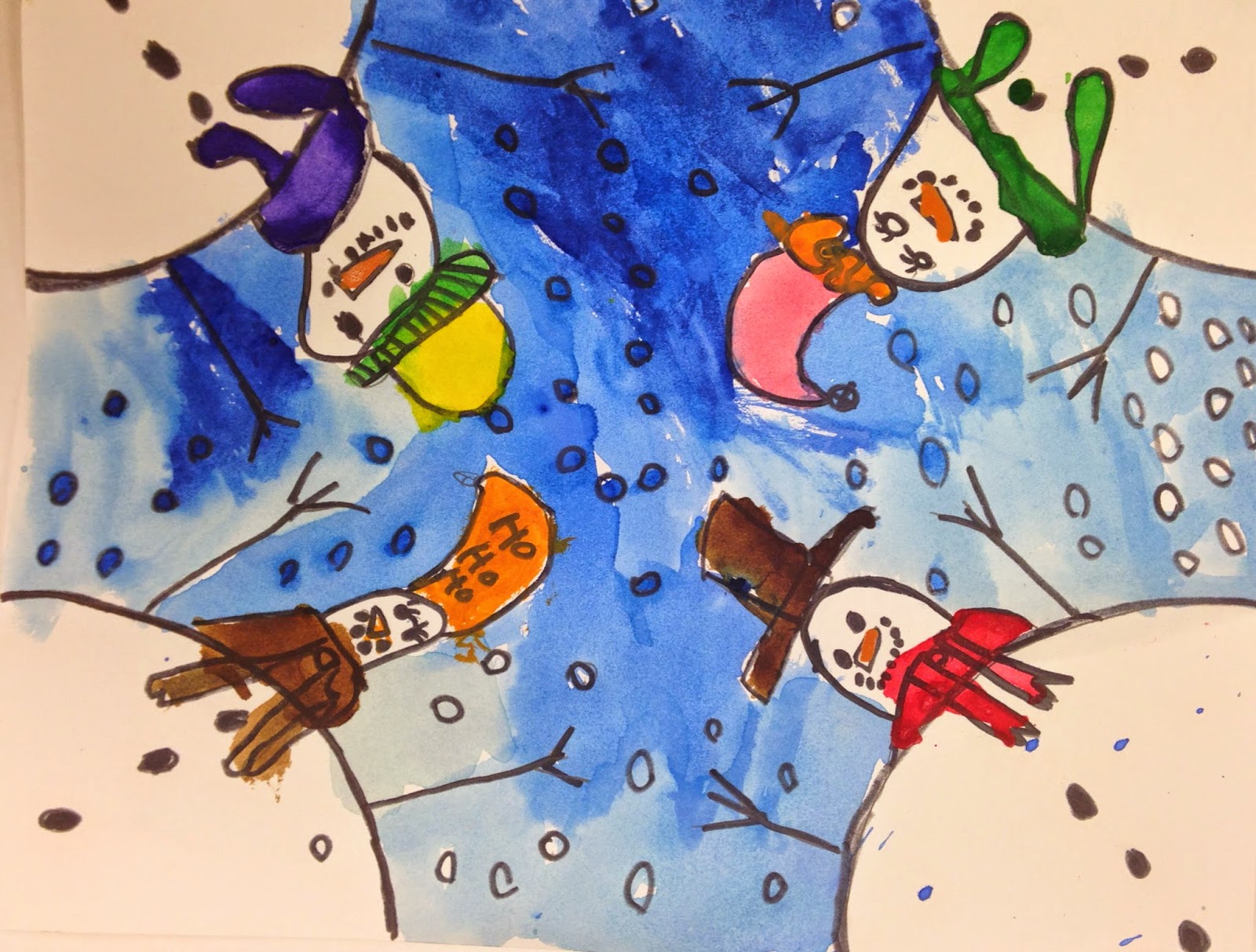 Art Room Blog: 1st Grade Snowman Huddle...