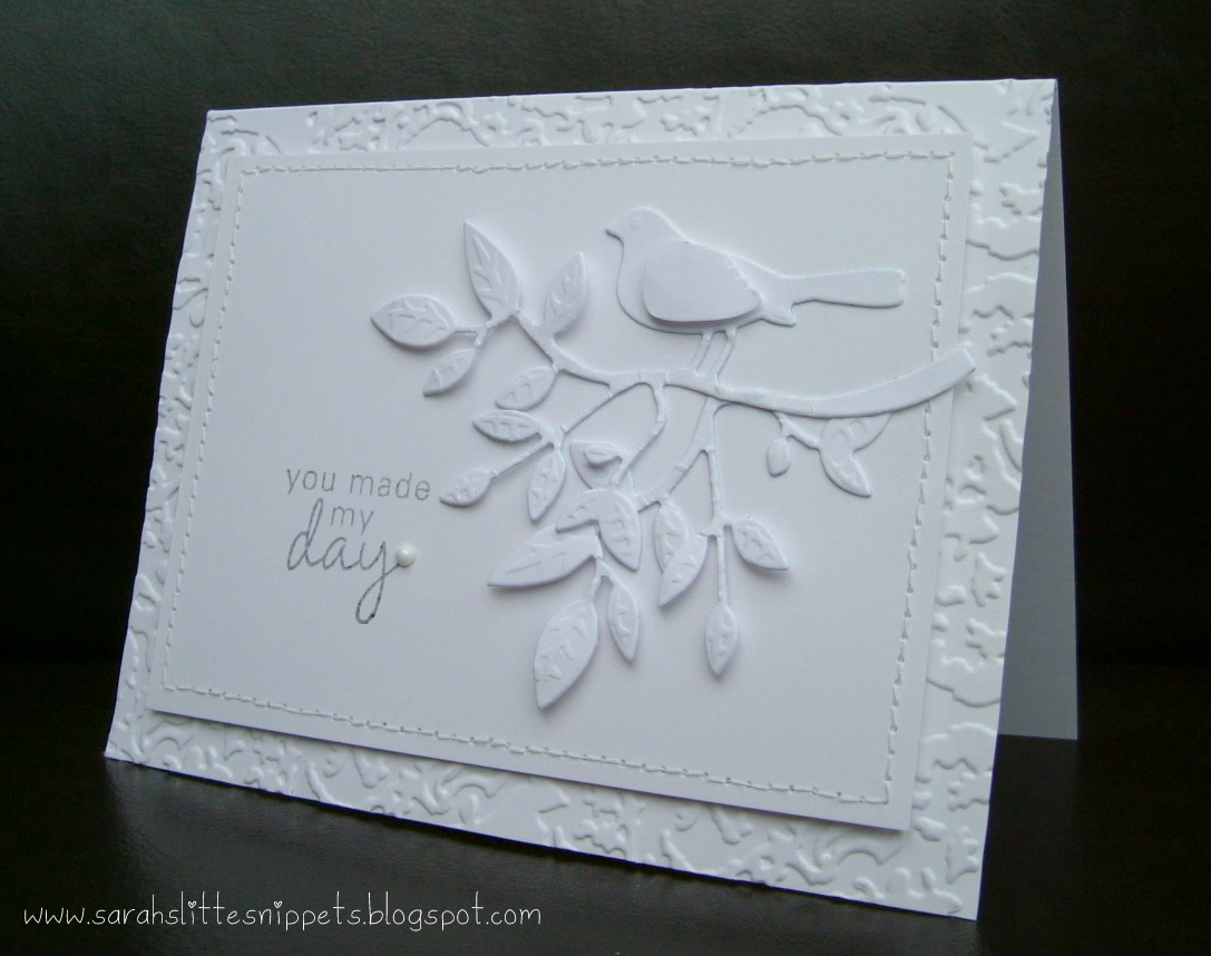 Sarah's Little Snippets: White on white - Less is More challenge