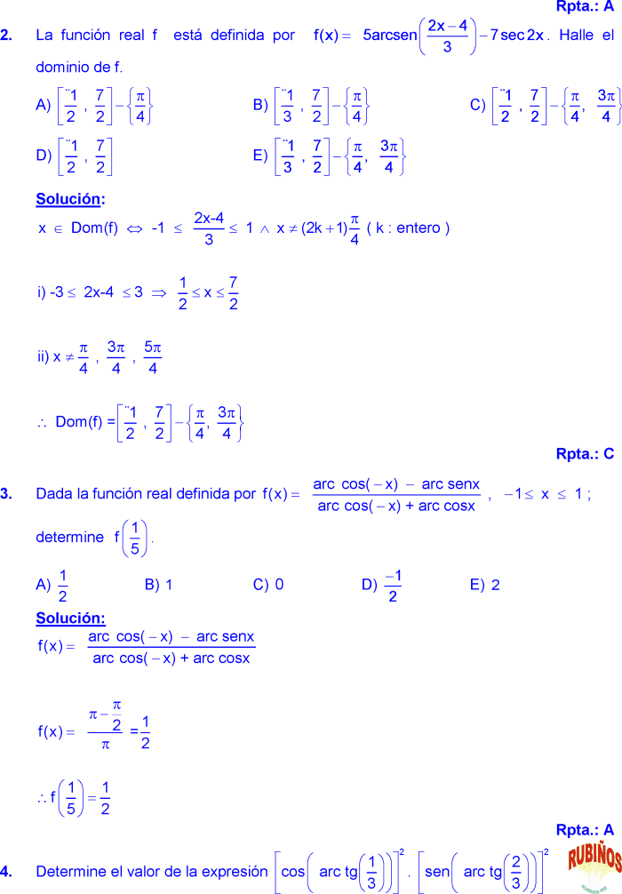 FUNCIONES TRIGONOMETRICAS INVERSAS EJEMPLOS Y EJERCICIOS RESUELTOS