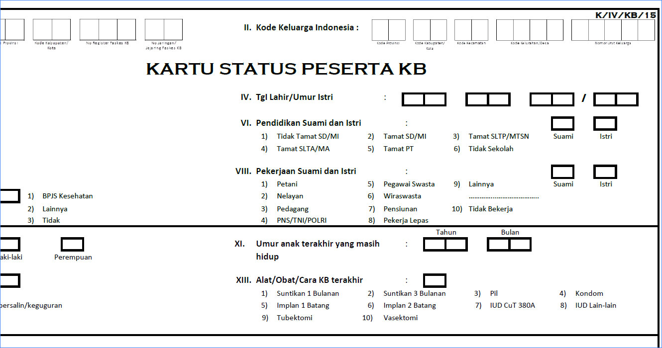 Kartu Status Peserta KB (K/IV/KB/15) - GG FILE