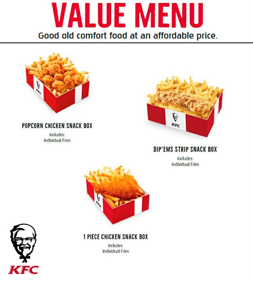 Catalogue KFC Menu Prices May 5 to Juni 30, 2017 | Weekly Flyers Canada
