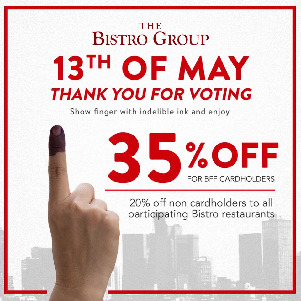 Manila Shopper: Election Day Food Promos: May 13 2019