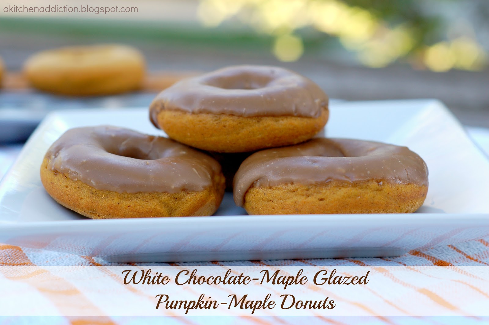 White Chocolate-Maple Glazed Pumpkin-Maple Donuts - A Kitchen Addiction