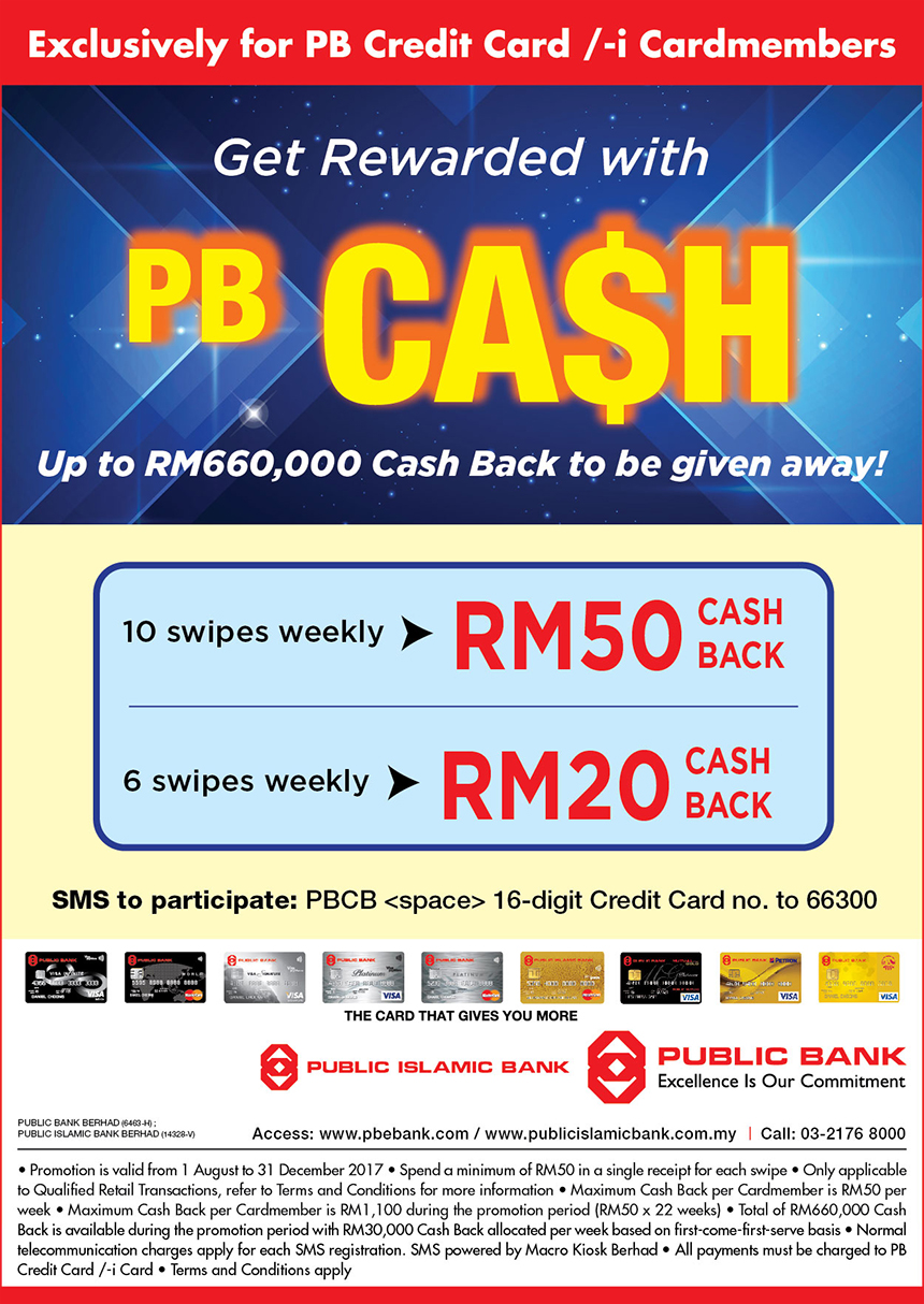 Public Bank 信用卡超级Cash Back ！每周Cash Back给你RM50！ - Leesharing