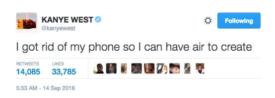 Kanye West gets rid of his cell phone...