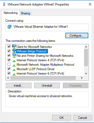 VMWare Workstation bridge connection not working