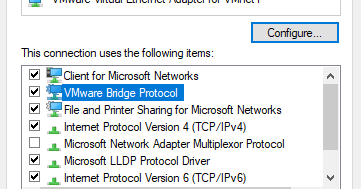 VMWare Workstation bridge connection not working