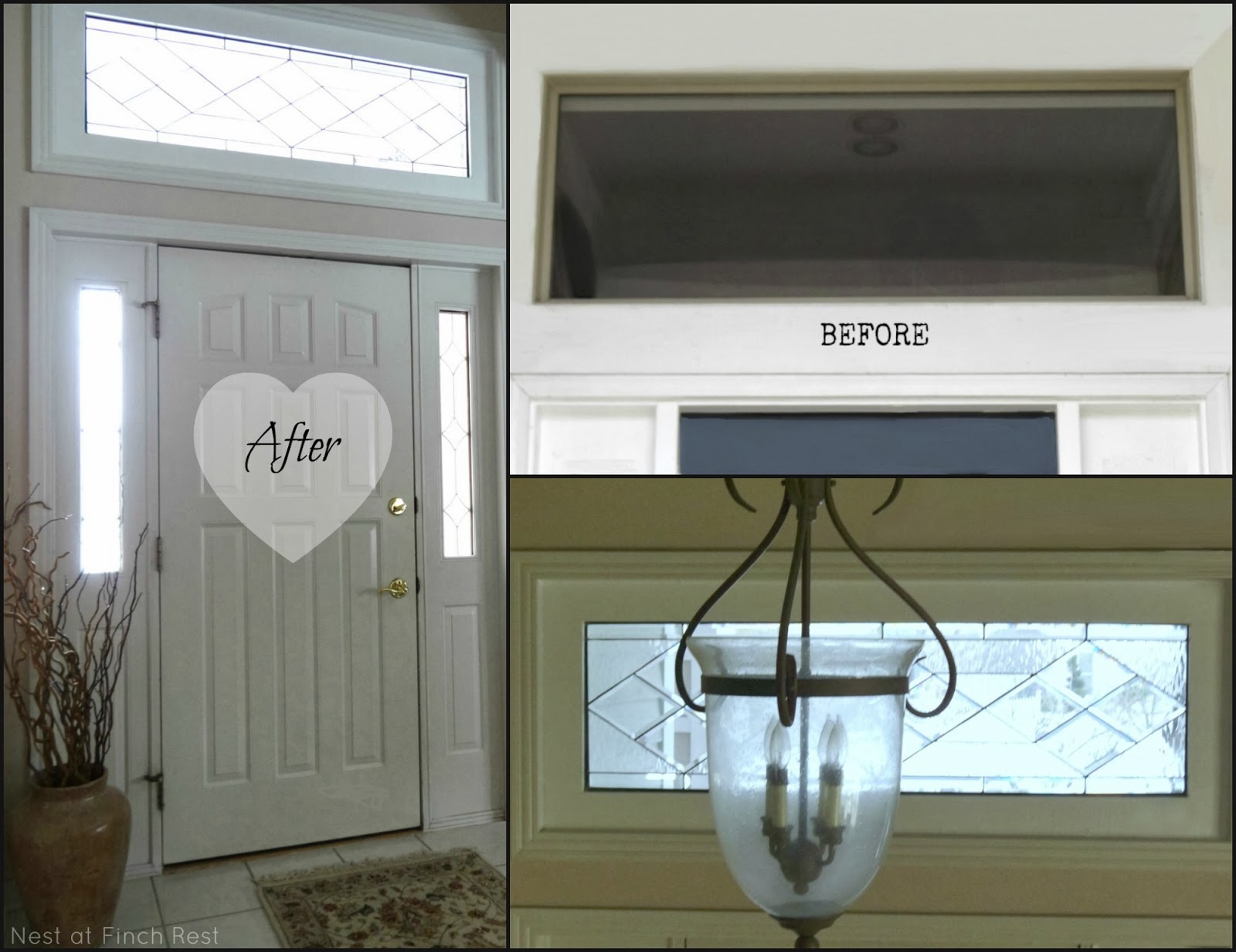 The Nest at Finch Rest: Front Door Transom Window - Before and After
