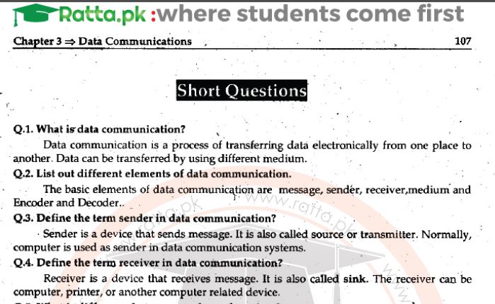 11th Class Computer Chapter 3 Short Questions pdf - ICS 1st Year - Ratta.pk