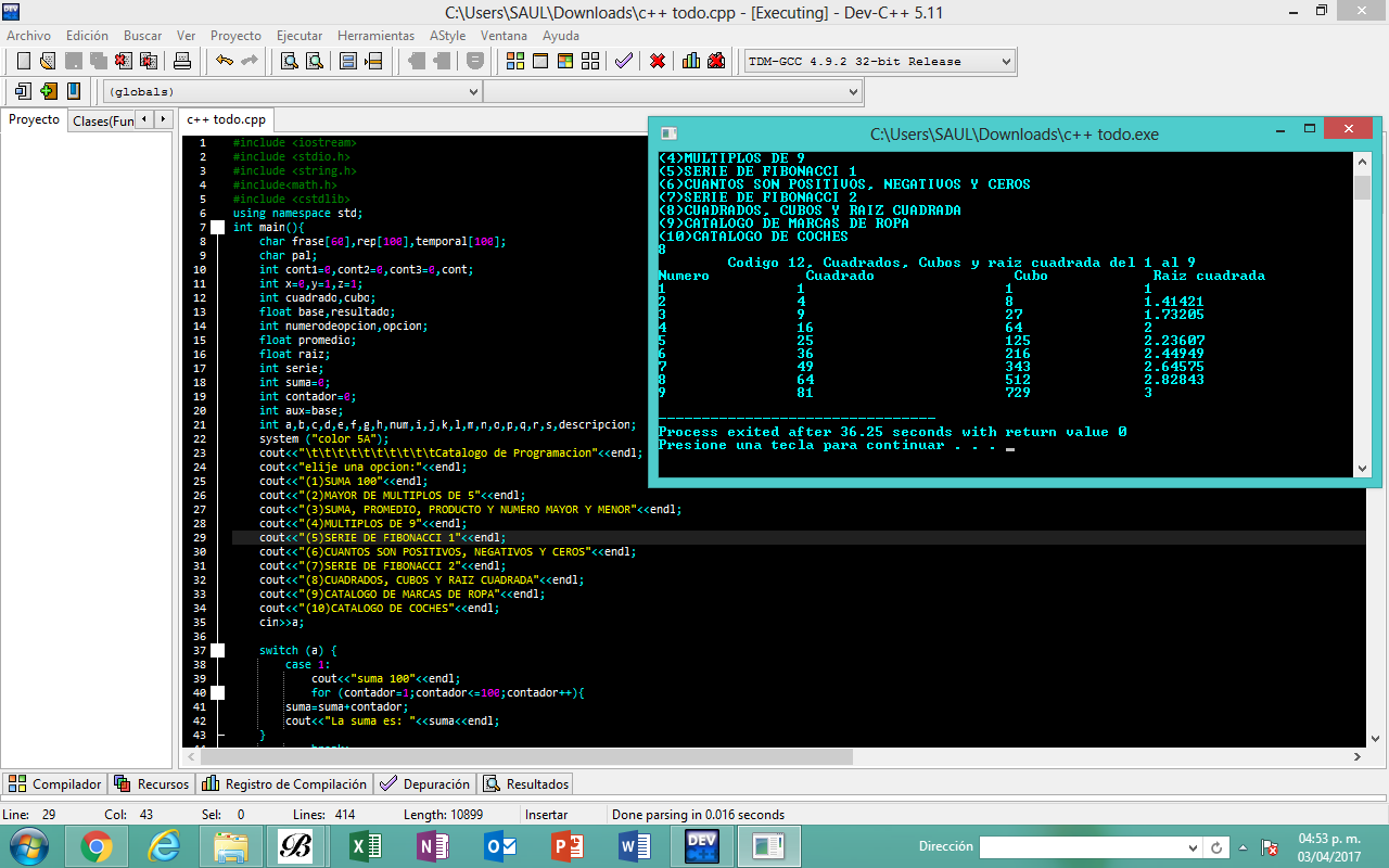 Desarrolla software utilizando programación estructurada: abril 2017