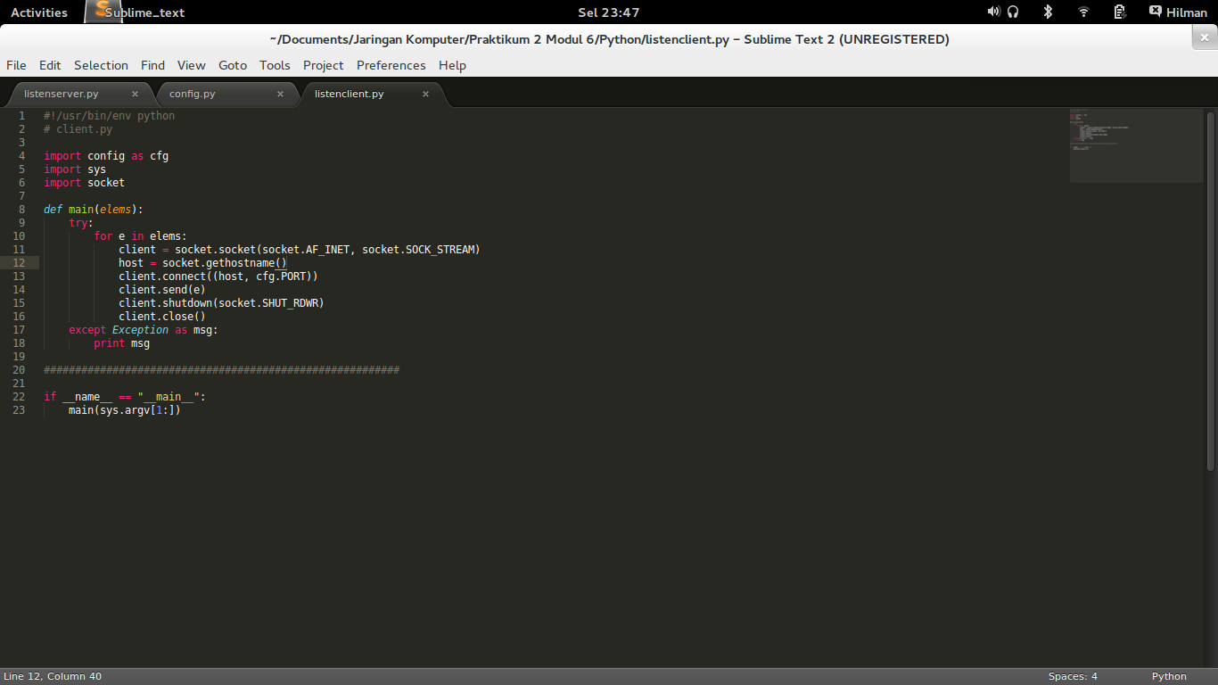 HiruEru Blog: Contoh Socket Programming bahasa Python : Mengirim data ...