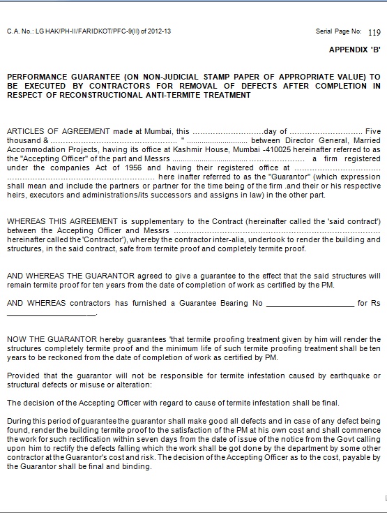 Performance Guarantee Format in Word