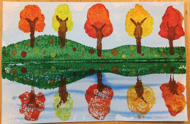 Kathy's Art Project Ideas: Fall Trees Reflected In A Pond Step by Step ...