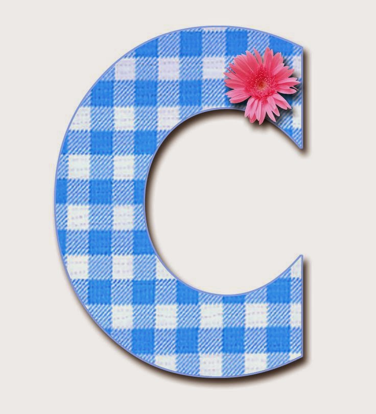 Abecedario a Cuadros Azules con Flores Rosadas. Blue Checkered Alphabet ...
