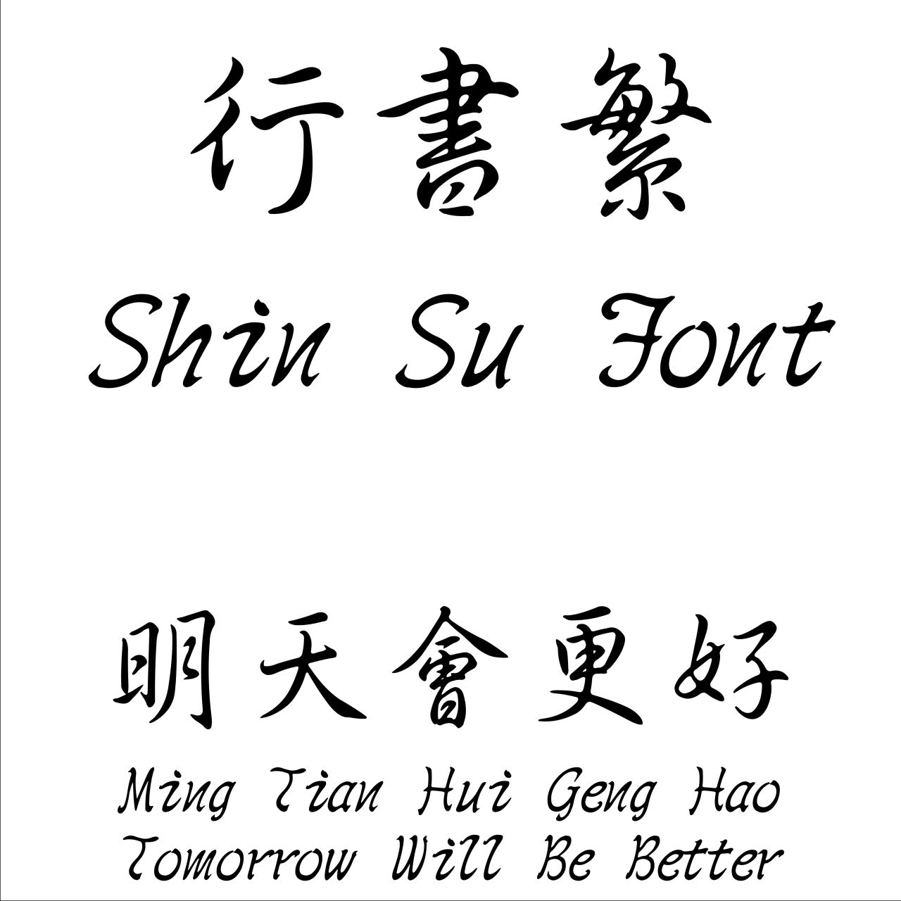 Free Font Pin Yin Chinese Unicode : Shin Su Medium