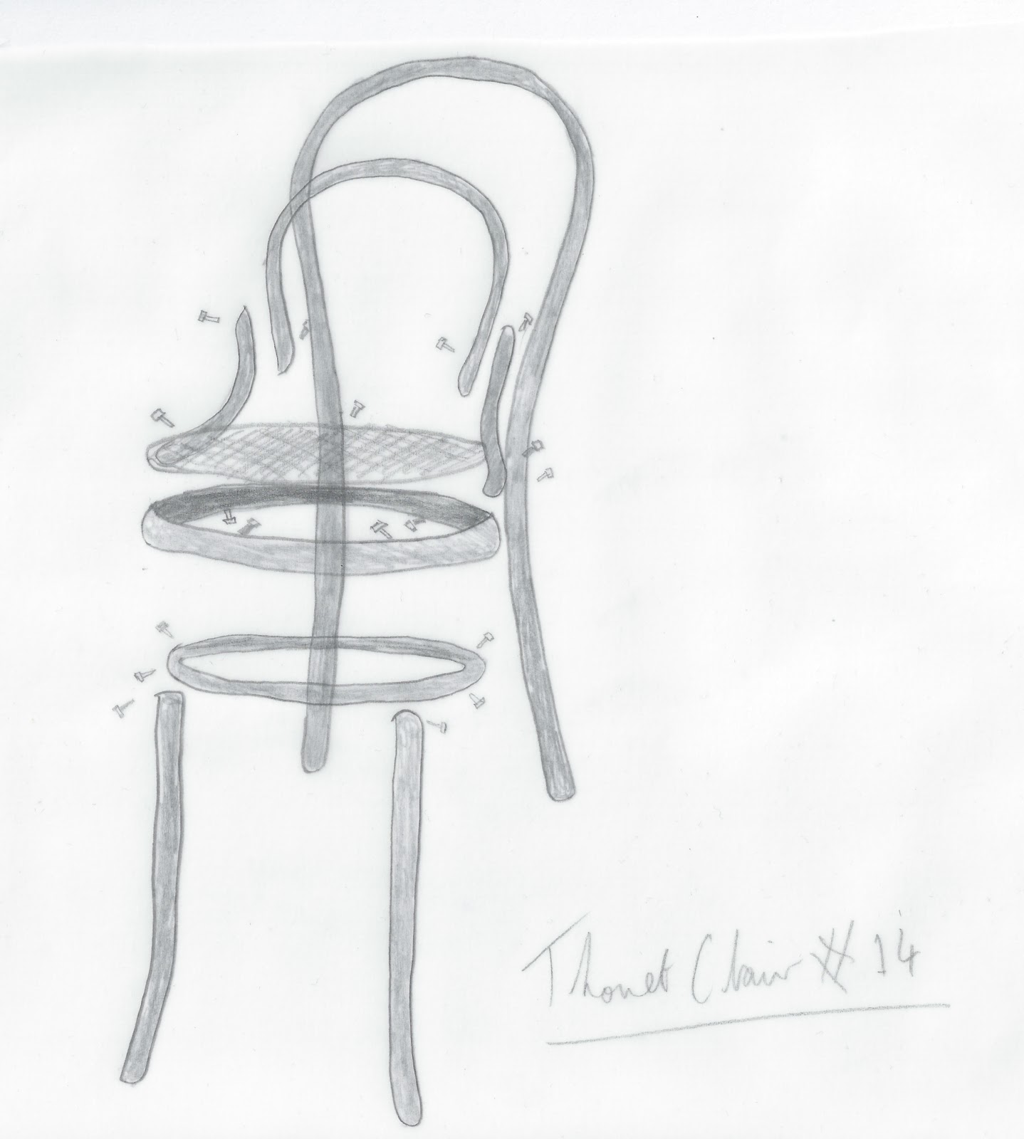 Joshua Willis 952892X: Stage 1. Thonet Chair Exploded Perspective