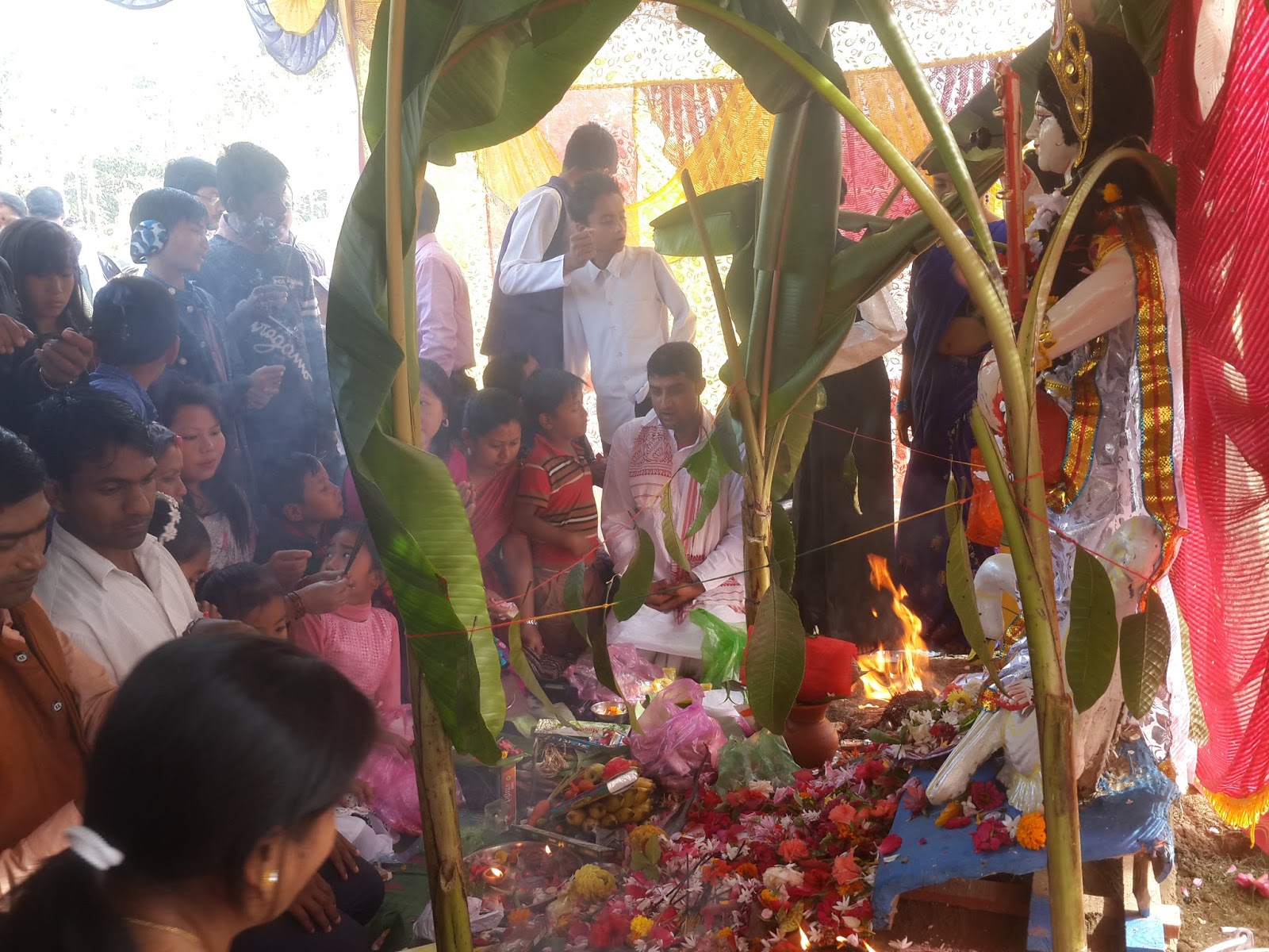 Easy Saraswati Puja Pandal Decoration Image