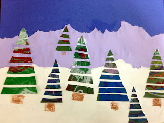 Sparkly Art with Ms. Carney!: Winter Tree Collage - 4th Grade!