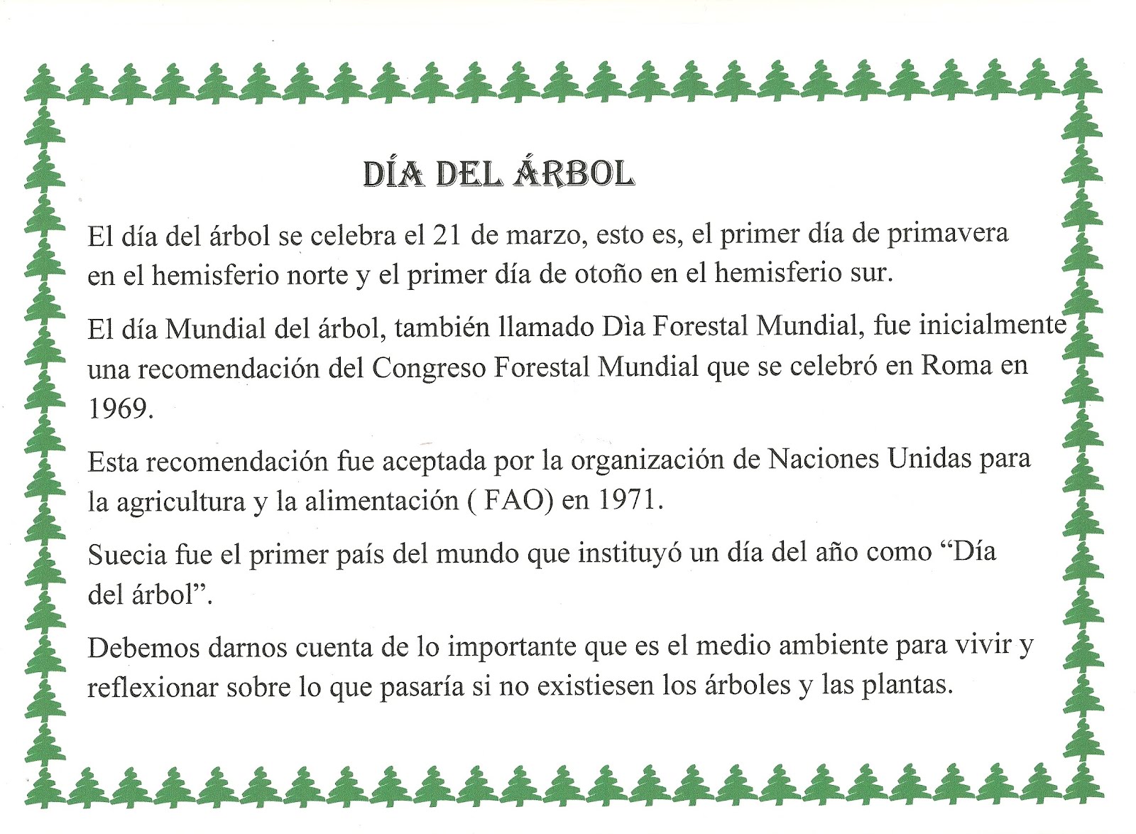 Cousiñas de clase: Día del árbol