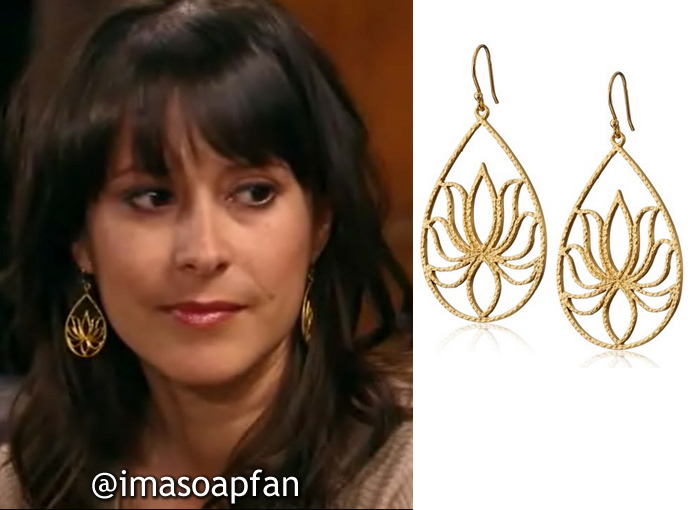 Robin Scorpio-Drake's Gold Teardrop Lotus Earrings - General Hospital ...