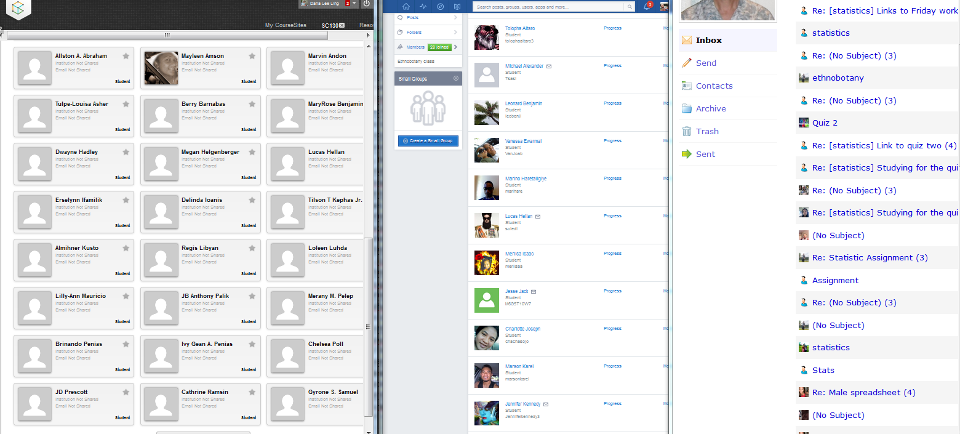 Profile picture uptake in CourseSites, Edmodo, Engrade