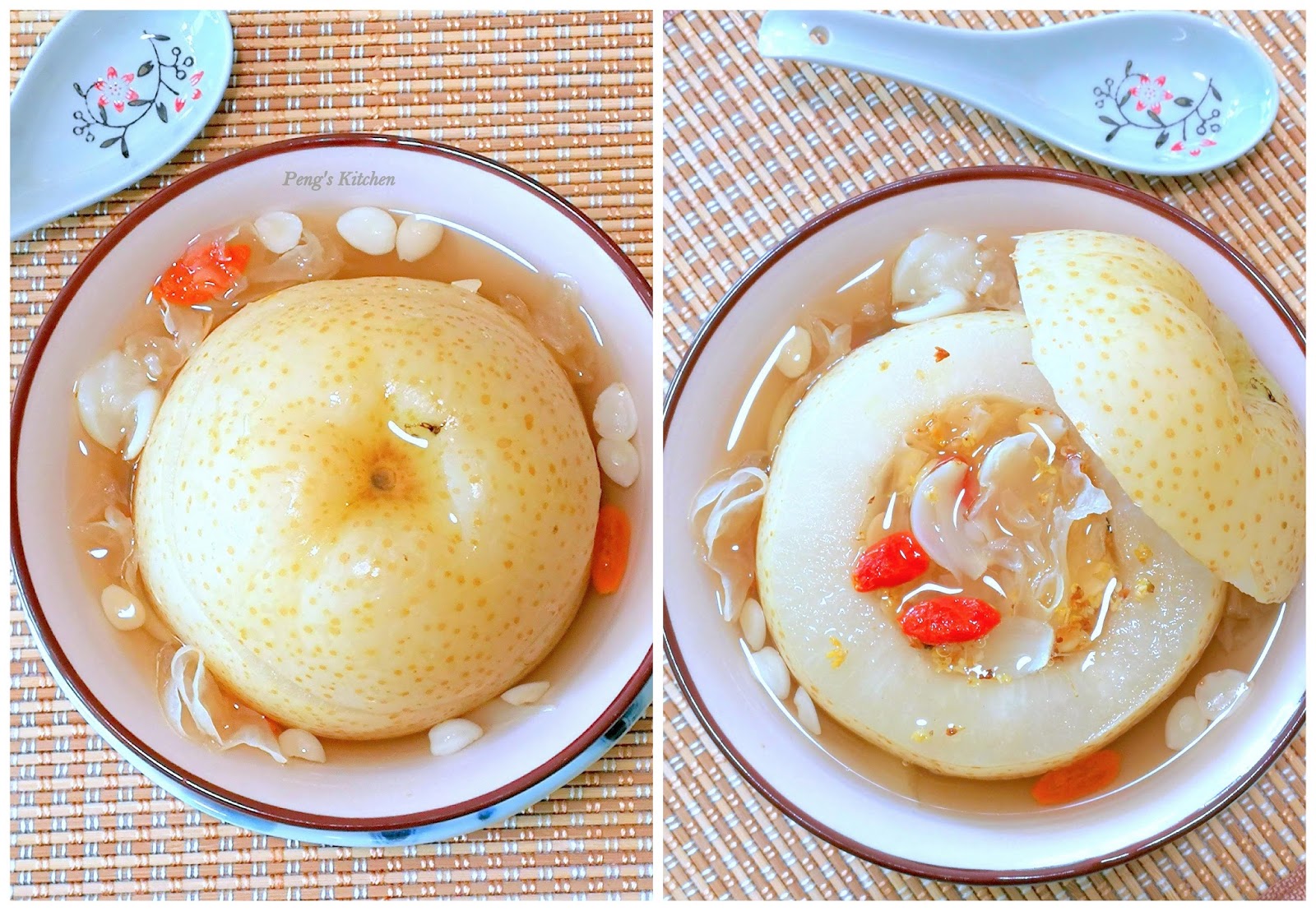 Peng's Kitchen: Steamed Snow Pear Dessert 冰糖银耳炖雪梨