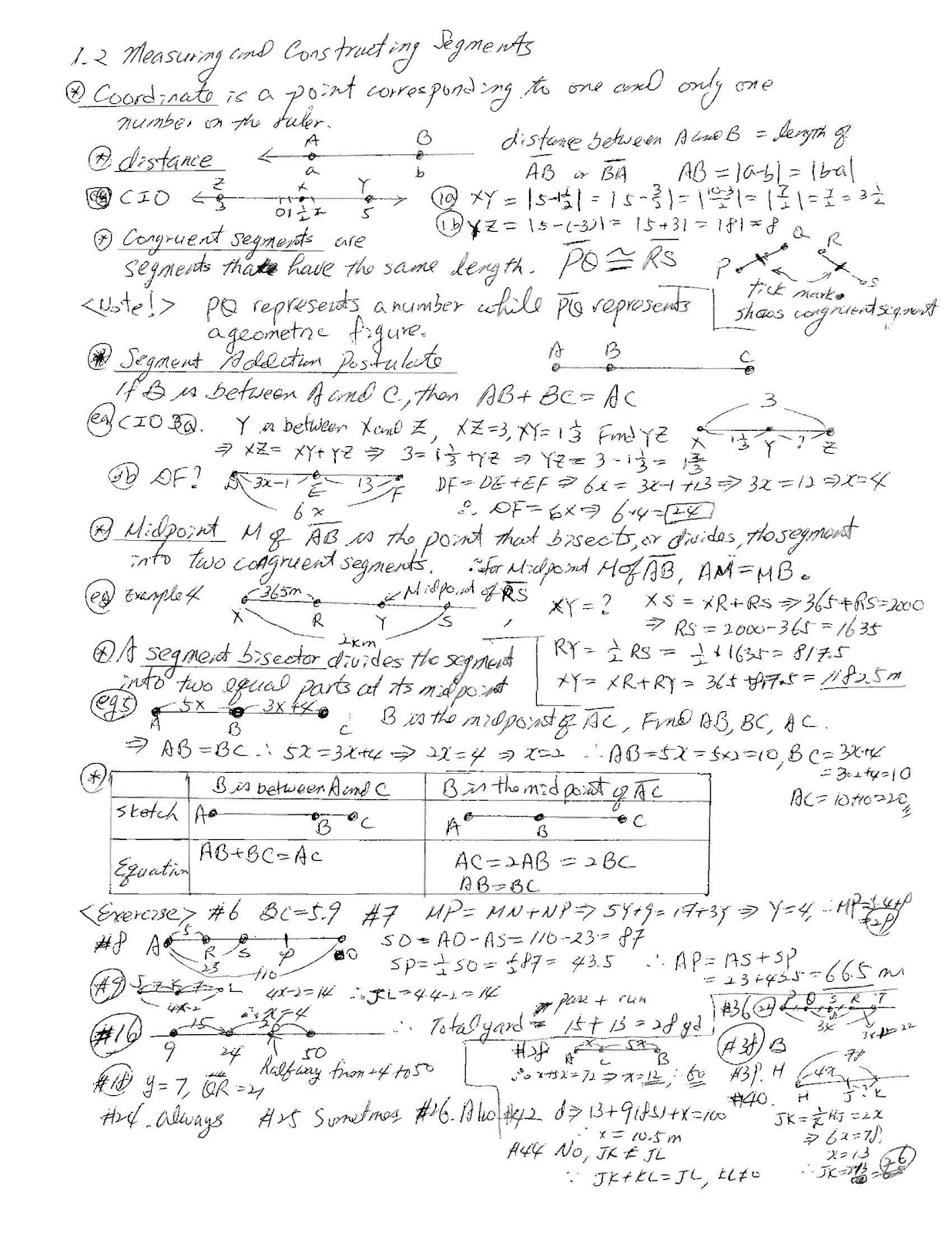 Sean's Math Page: Geometry Class Note - Chapter 1.2