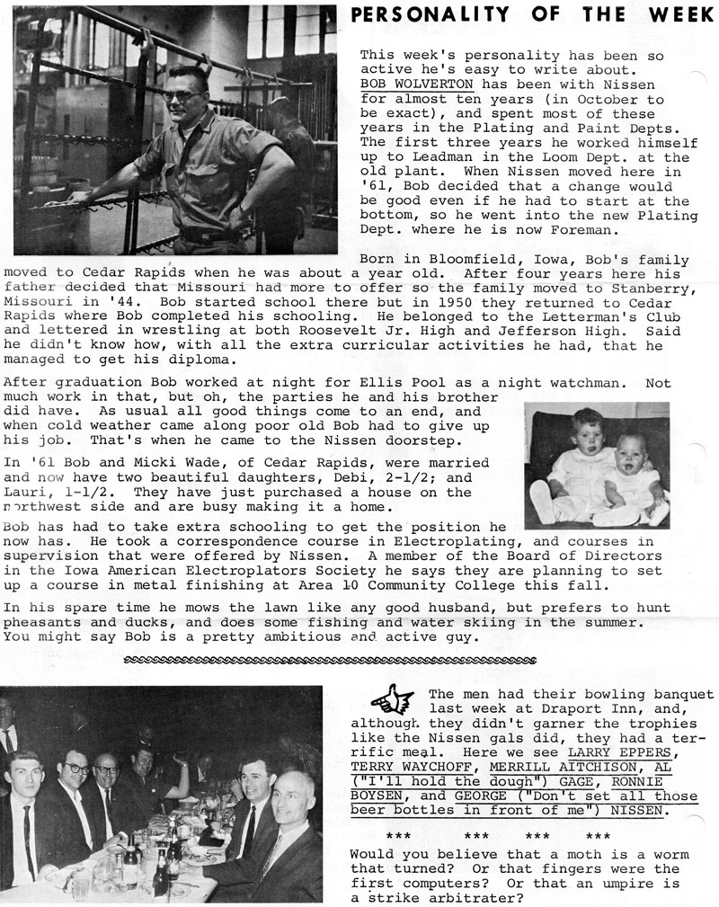 Nissen News: 1968 (May 16) Nissen Table Tennis Champs & Profile: Bob ...