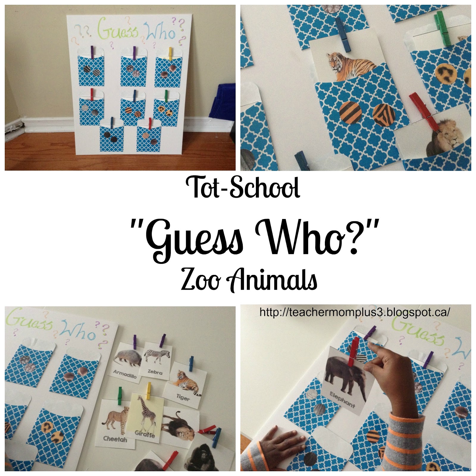 TeacherMomPlus3: Tot-School "Guess Who" Zoo Animals