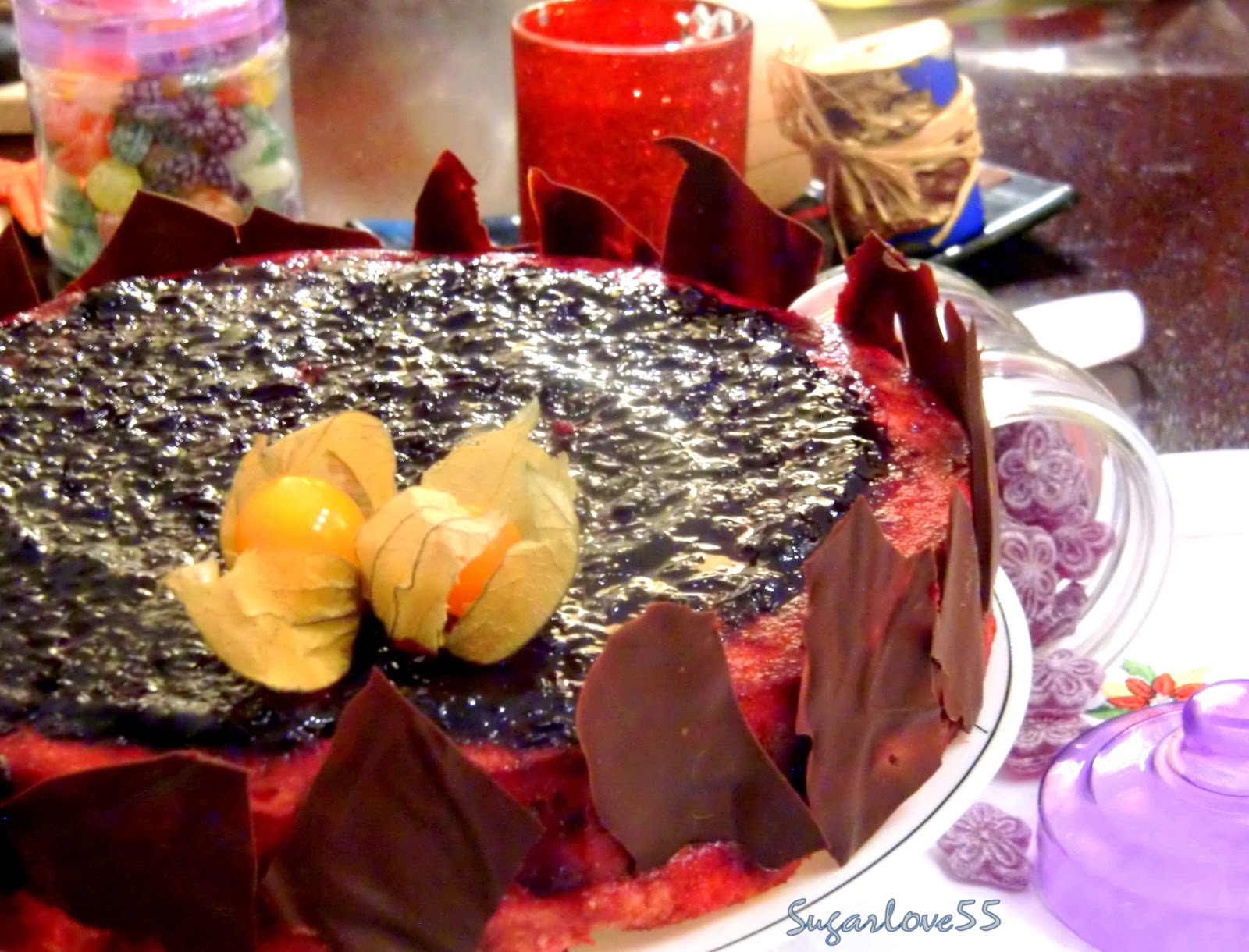 Sugarlove55: Pastel genovesa con mermelada dos texturas adornado con ...