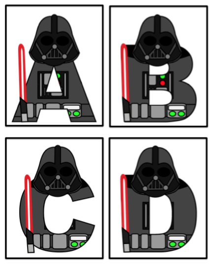 Dark Vader Alphabet Cards- 2 sets ~ Preschool Printables