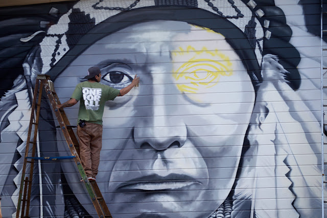 White Wolf : Chief Joseph Mural being painted by well-known Native ...
