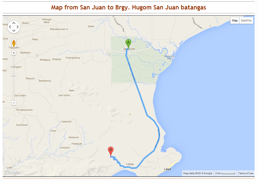 Les Caraibes Beach Resort : Map 1 (from San Juan, Batangas to Bgy ...