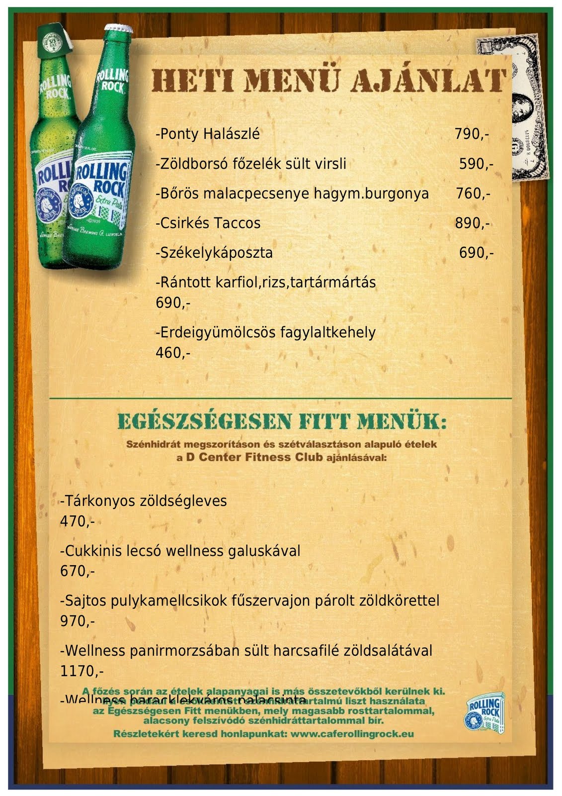 CAFÉ ROLLING ROCK MENÜ