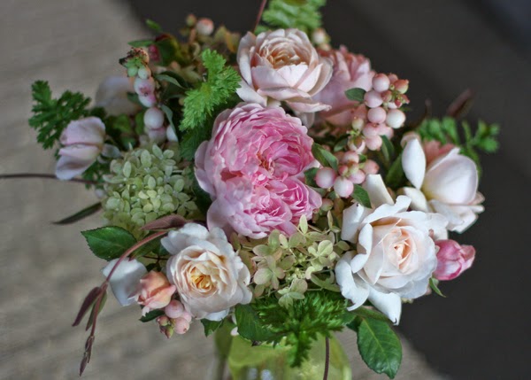 VW Garden: Bouquet of English Roses, Hydrangea, Snowberry and Honeysuckle