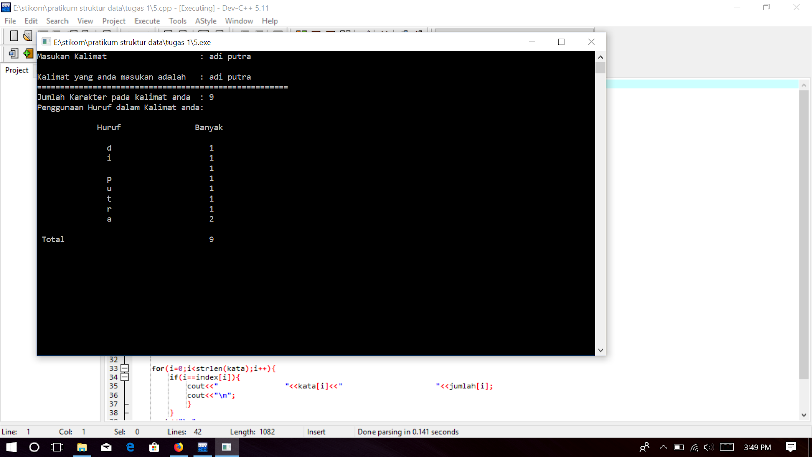 Cara membuat program untuk menghitung jumlah karakter yang di inputkan ...