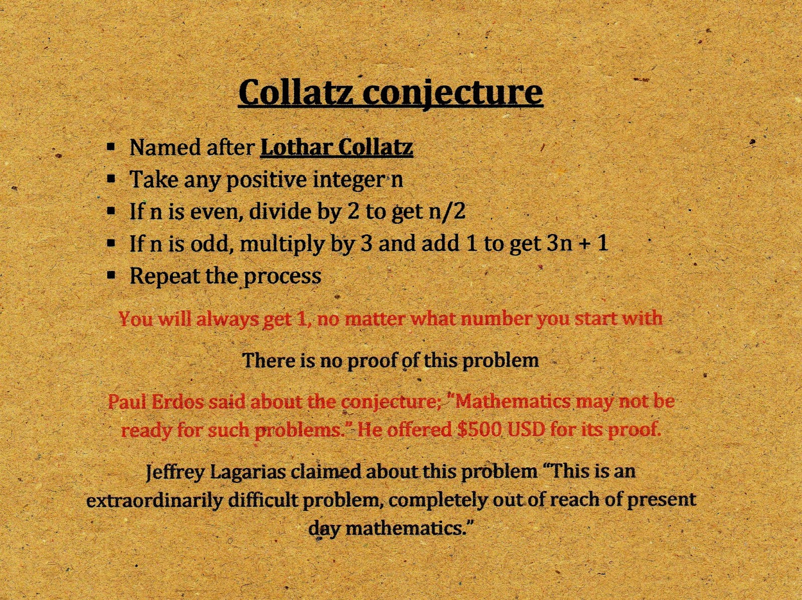 COLLATZ CONJECTURE