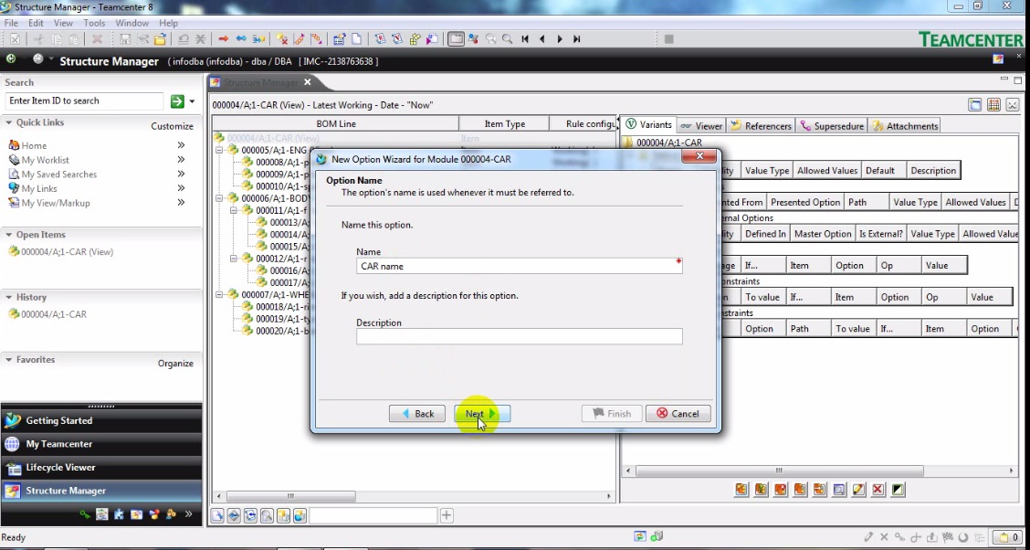 PlmTeamcenter: Variant Management BOM in Teamcenter