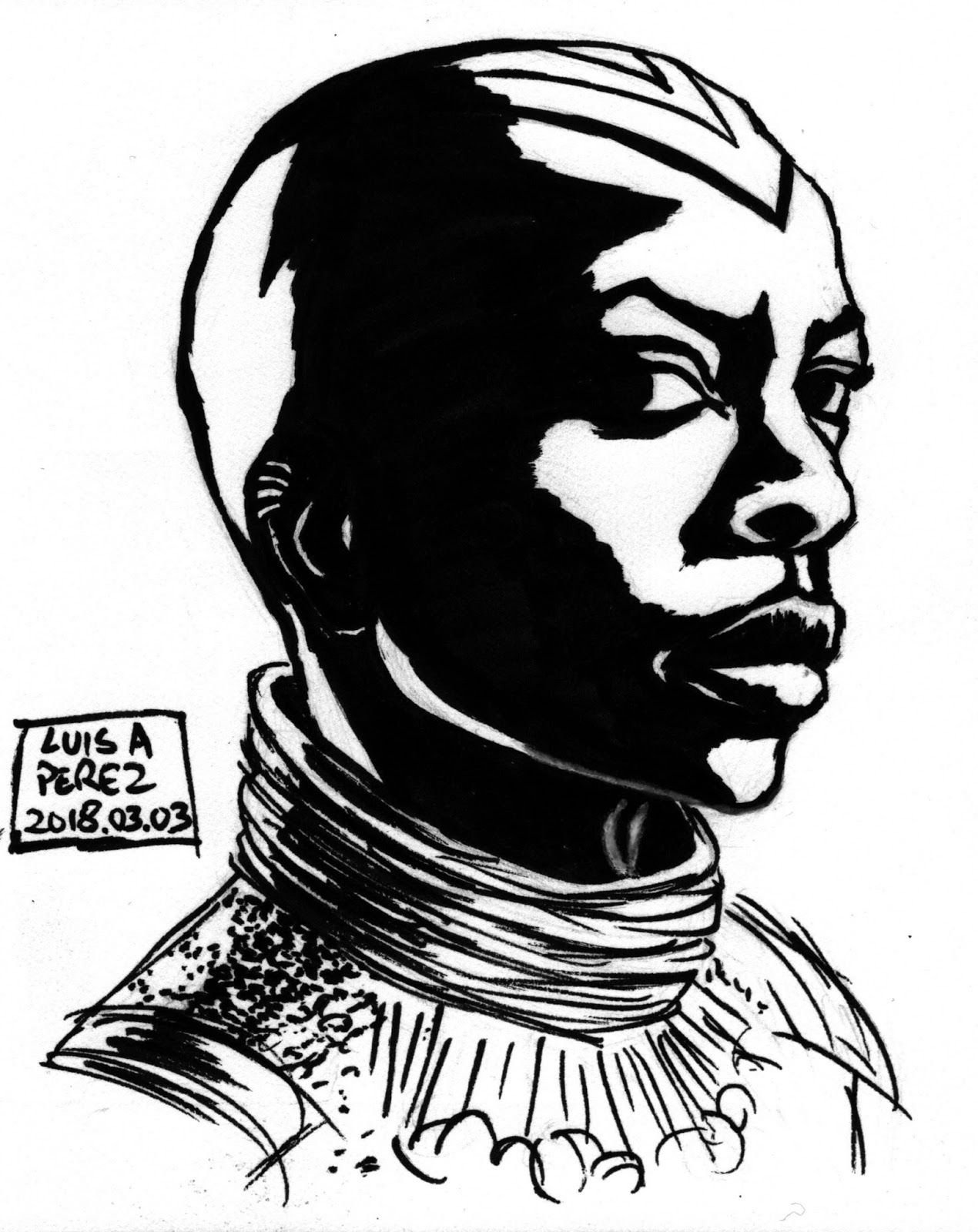 Luis A. Perez - Illustration: Okoye - Daily Drawing 2018 QUICKIE!