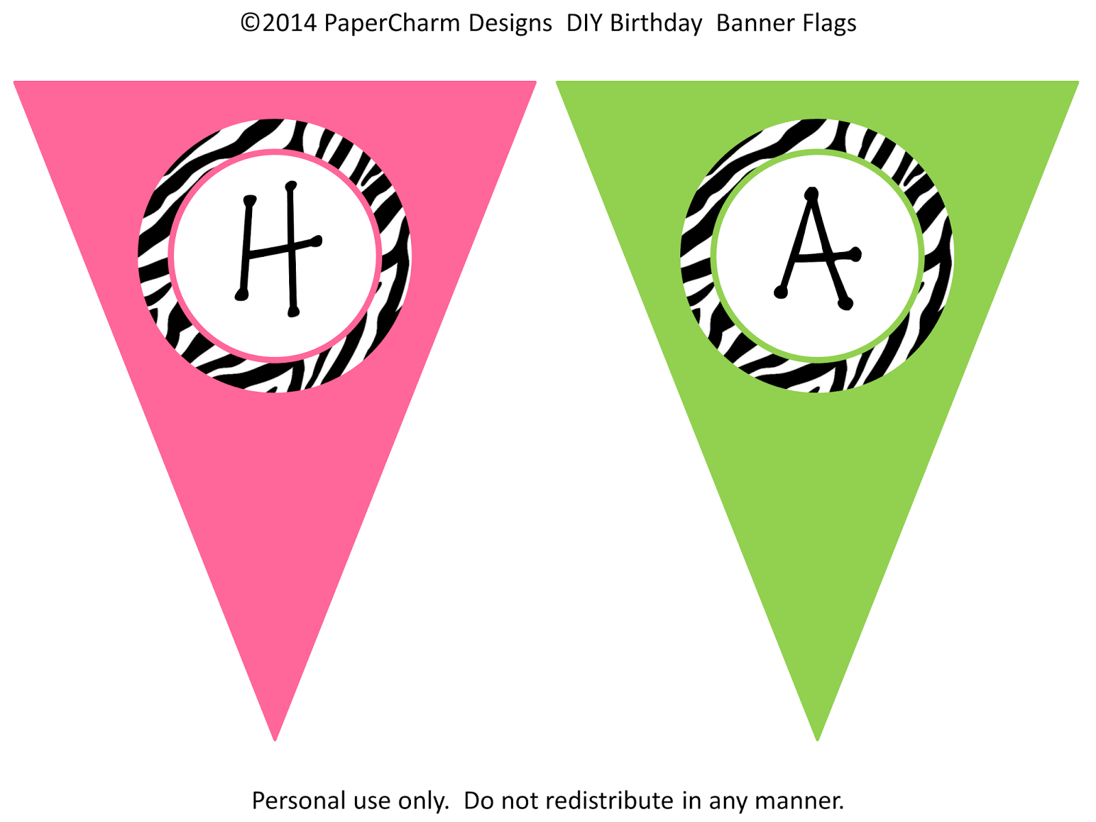 PaperCharm: Free Zebra Birthday Banners!
